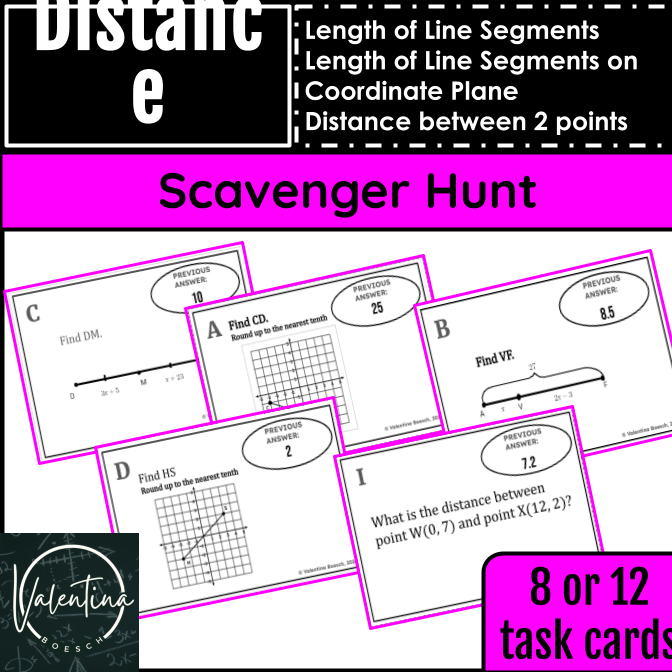 Distance on Coordinate Plane and Length of Line Segments Scavenger Hunt ...