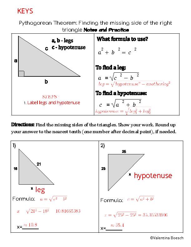 Easy Pythagorean Theorem Worksheet Division Worksheets Pythagorean