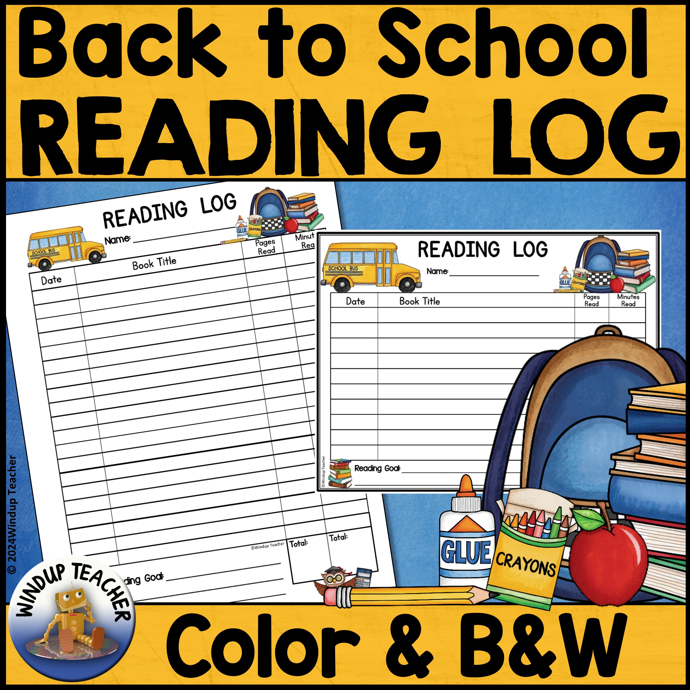 Back to School Reading Log - Printable for Homework Folders - Reading ...