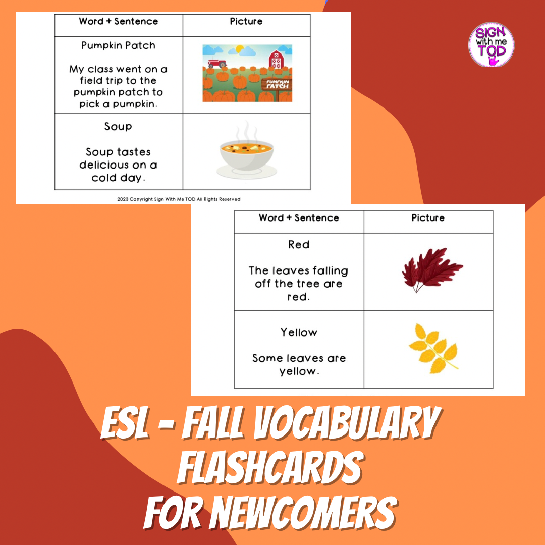 ESL Fall Vocabulary Flashcards for Newcomers - Classful