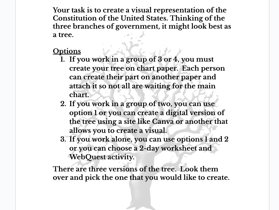 The Constitution Tree - A Tiered Project - Classful