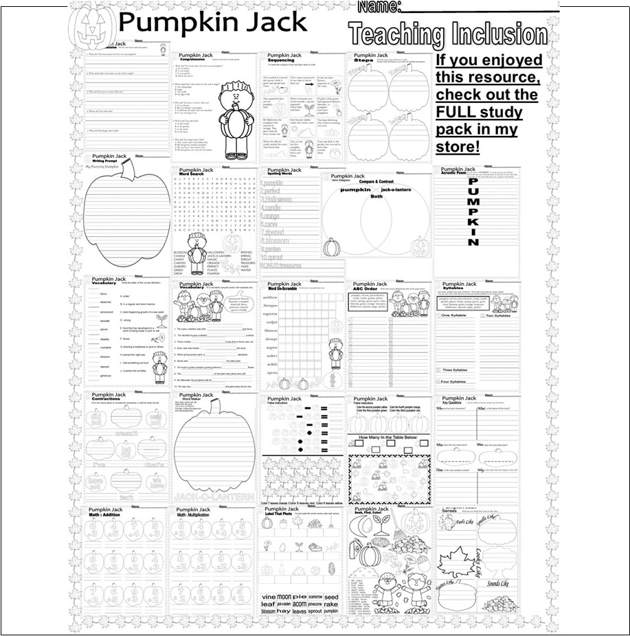 Pumpkin Jack Halloween Reading Comprehension Test Quiz & Sequencing ...