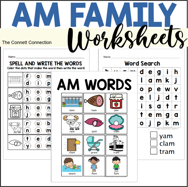 Am An Word Family Worksheets