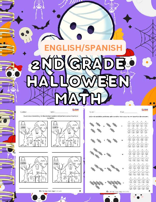 Second Grade English/Spanish Halloween Math Fun Addition & Subtraction ...