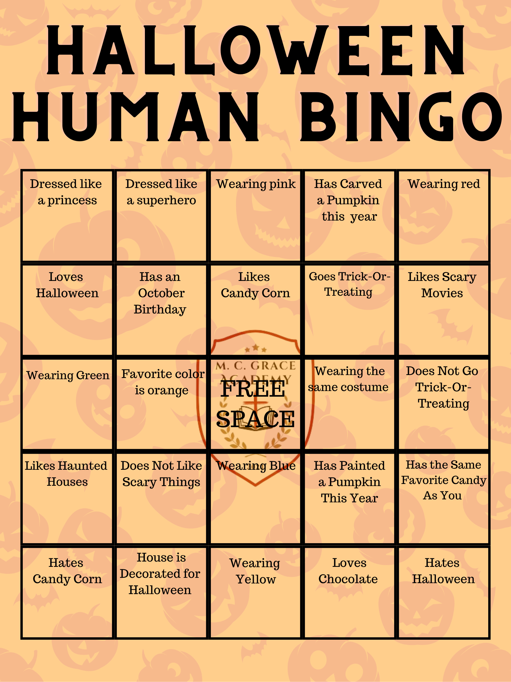 Human Bingo Template Editable