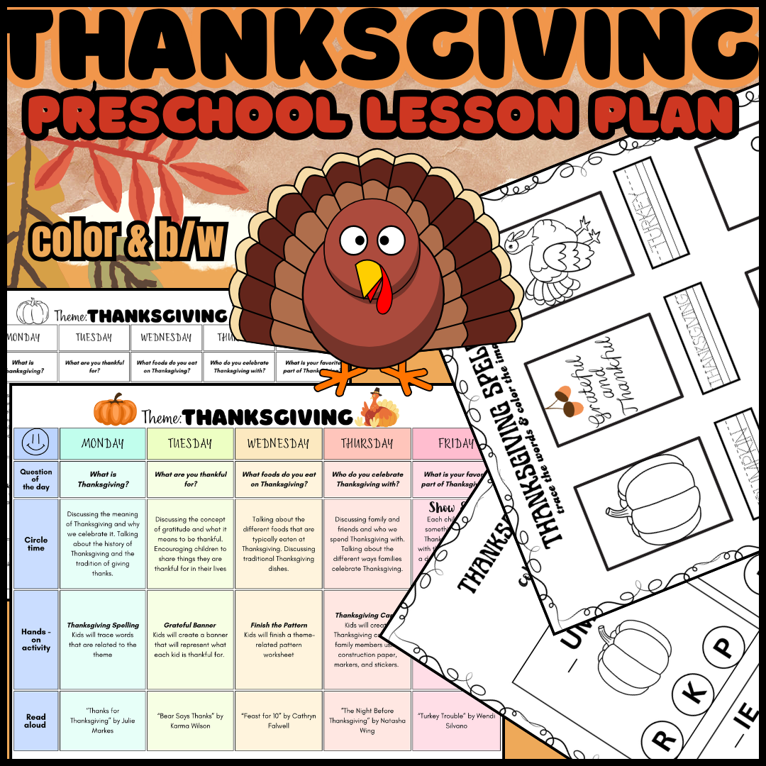 THANKSGIVING- Preschool Weekly Lesson Plan - Classful