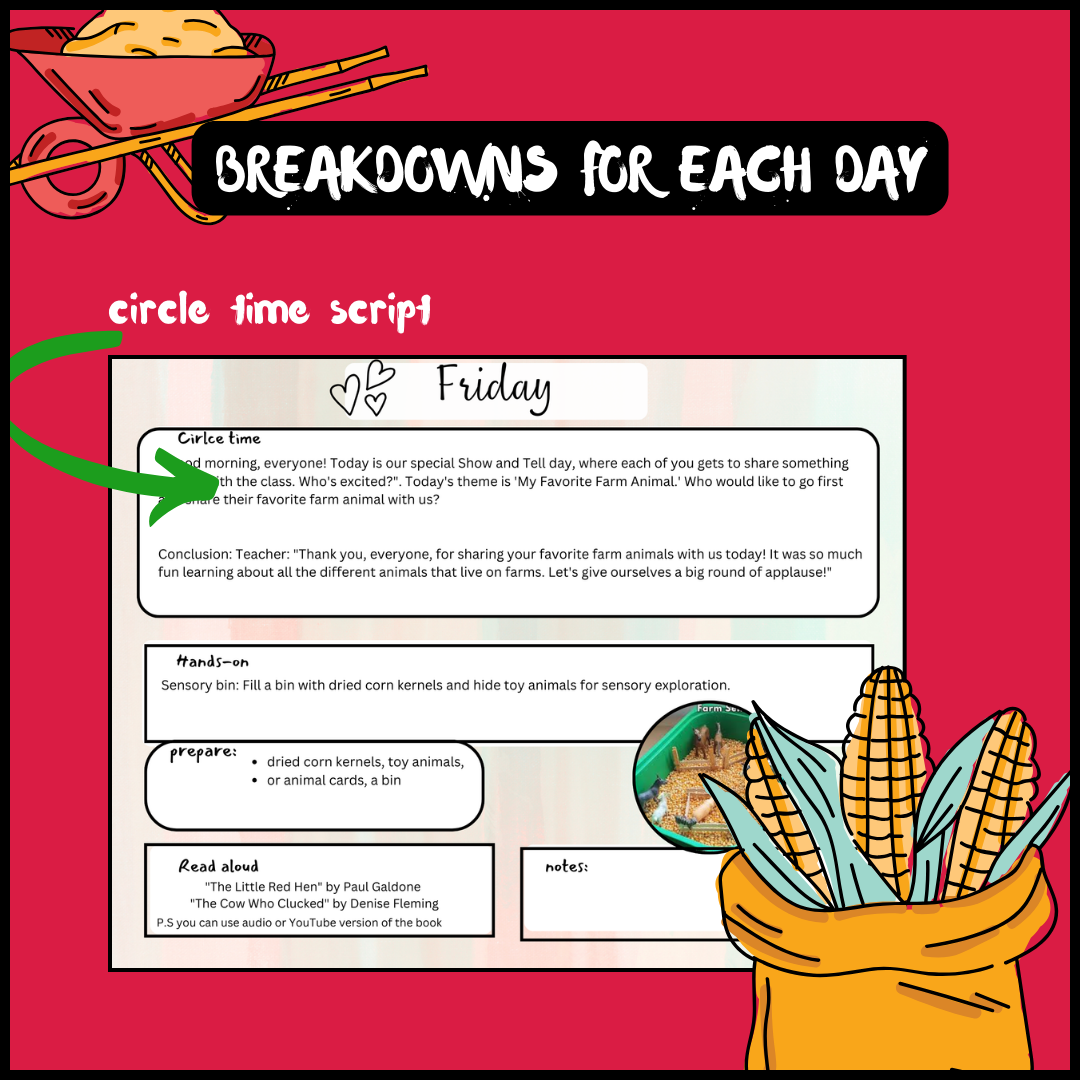 AT THE FARM- Preschool Weekly Lesson Plan - Classful