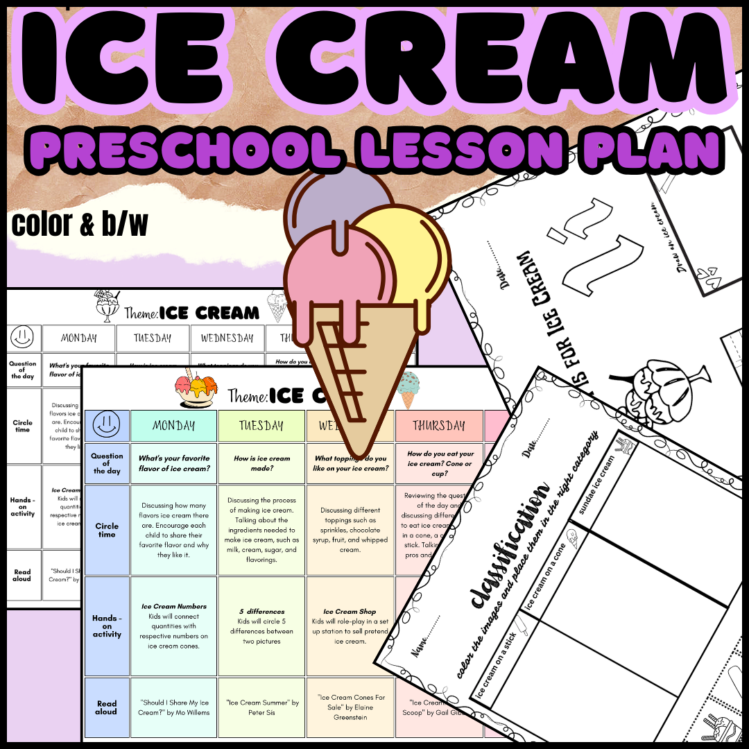 ICE CREAM- Preschool Weekly Lesson Plan - Classful