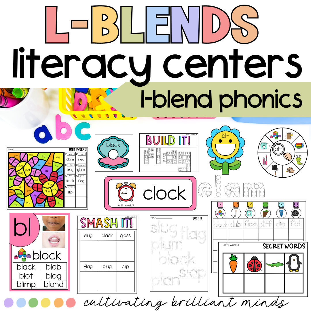 L-Blends Phonics Centers | Literacy Centers | Kindergarten, First Grade ...