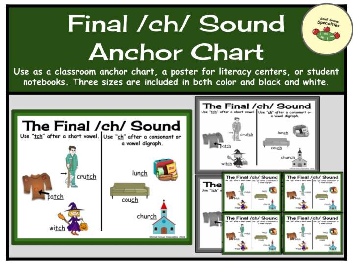 Phonics Anchor Chart - Final /ch/ with -ch & -tch - Classful