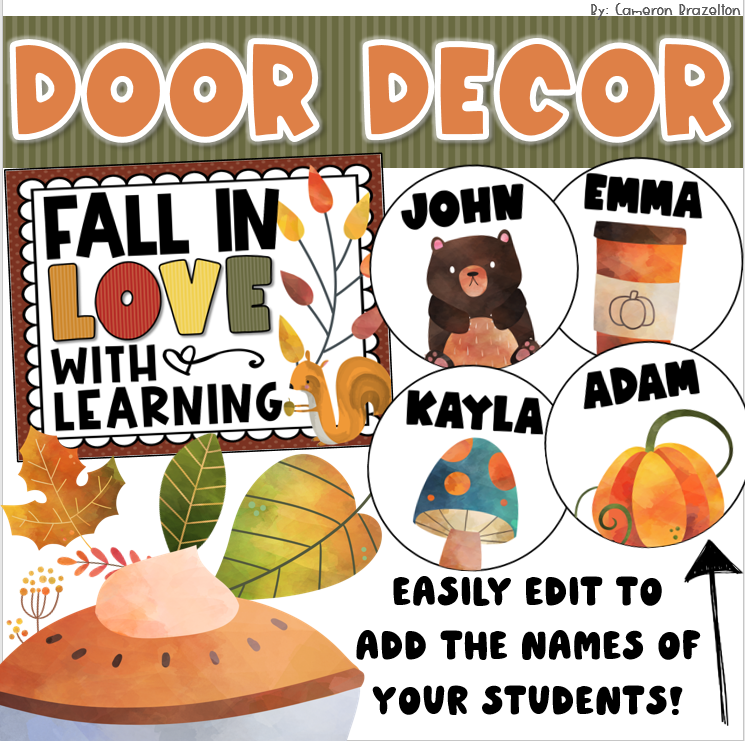 Door Decorations Bulletin Board Display Fall Autumn Theme EDITABLE ...