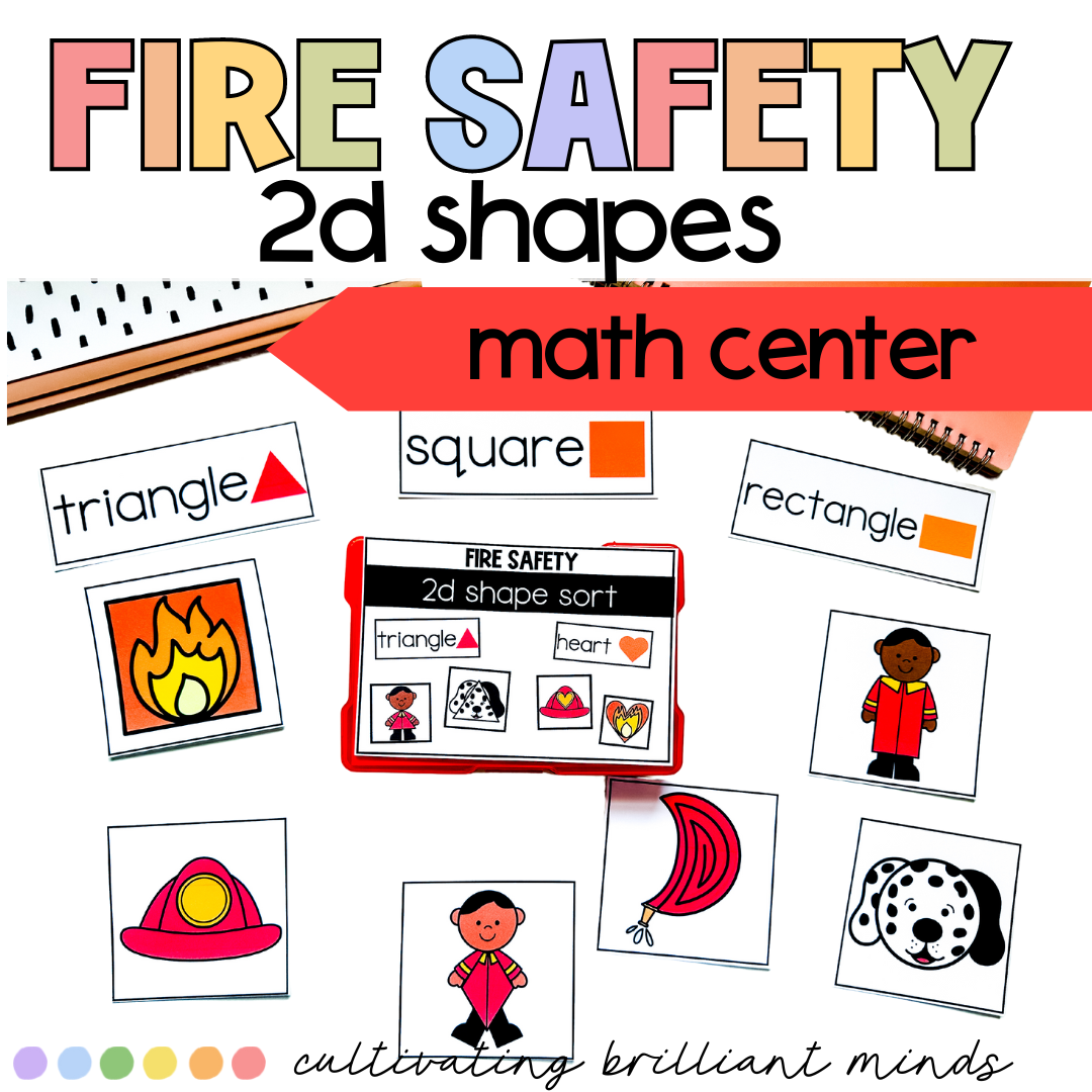 Fire Safety 2D Shape Math Center | October | Kindergarten, 1st Grade ...