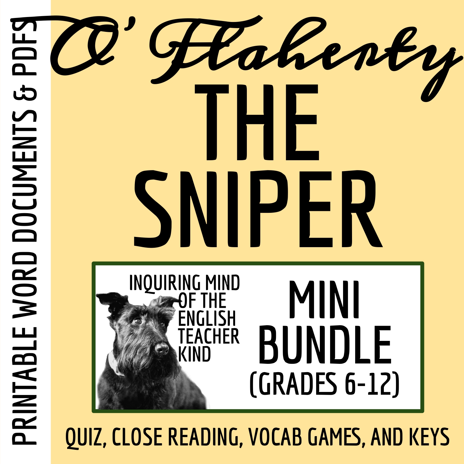 The Sniper by Liam O'Flaherty Quiz, Close Reading, and Vocabulary Games ...