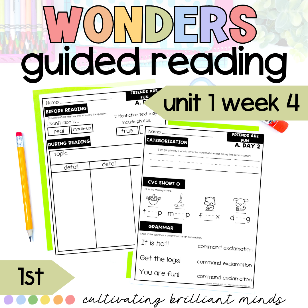 McGraw-Hill Wonders First Grade Guided Reading Small Group | Unit 1 ...
