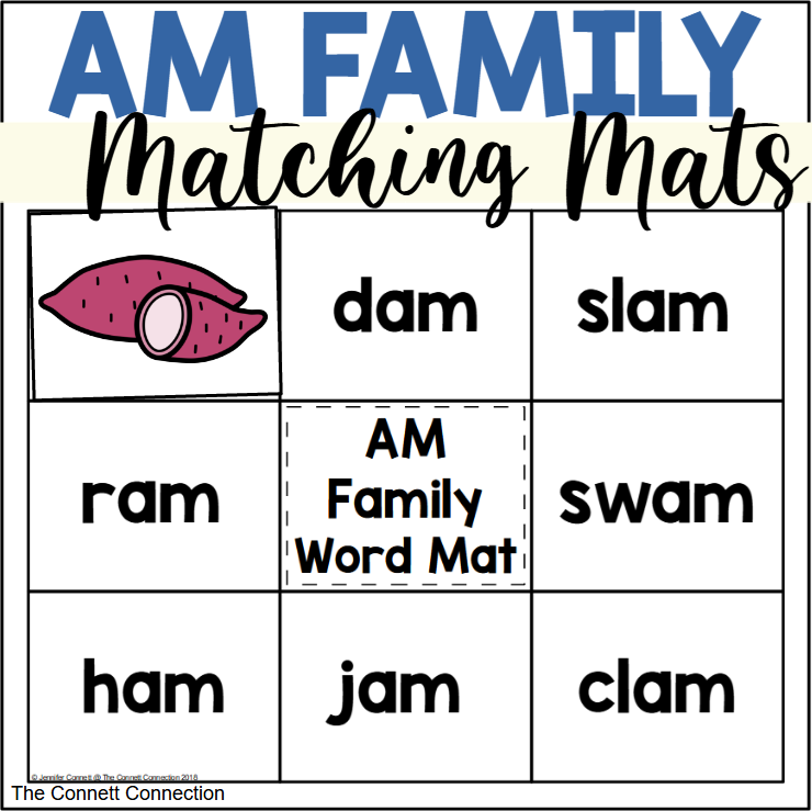 AM Word Family Matching Mats - Classful