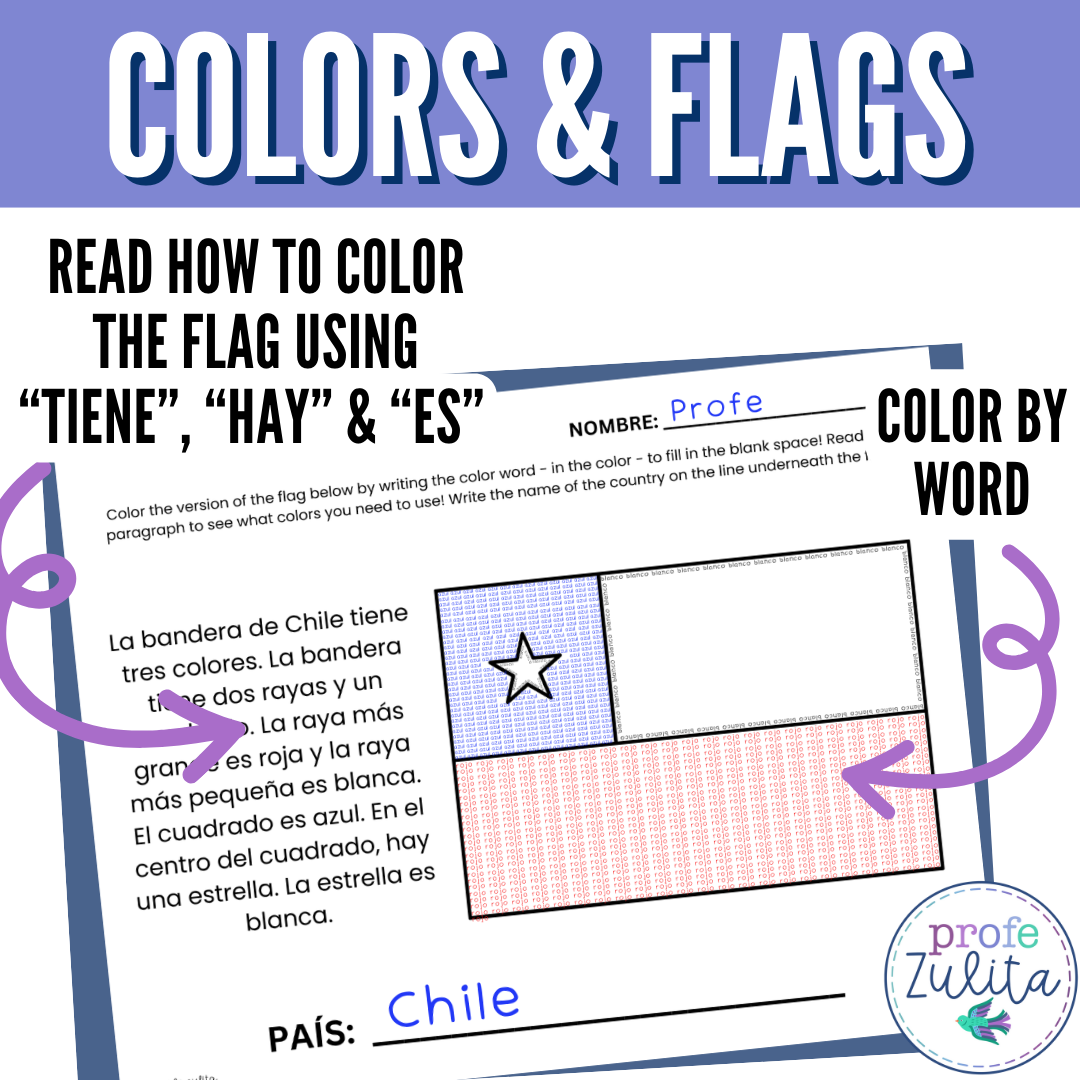 Spanish Speaking Countries Flags & Colors Vocabulary Activity - Spanish ...