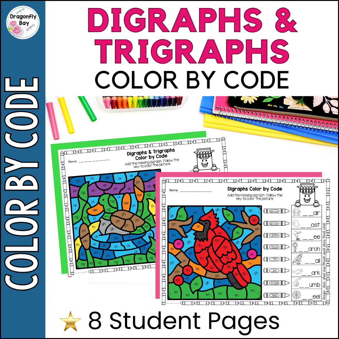 Digraphs and Trigraphs Word Work Color by Code Activity Worksheets ...