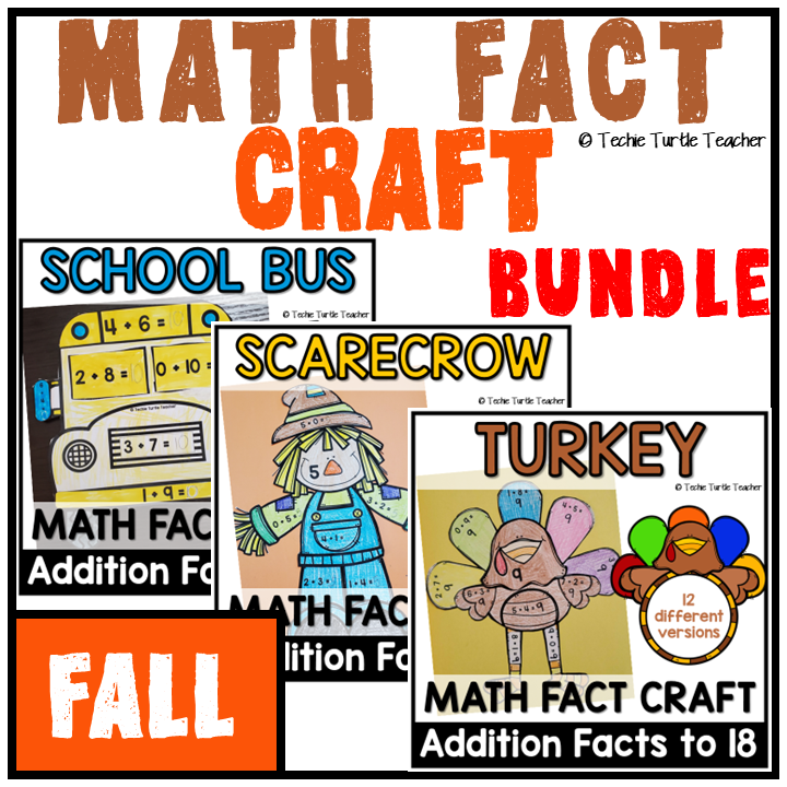 Fall Math Craft Bundle- School Bus, Scarecrow, Turkey Addition Center ...