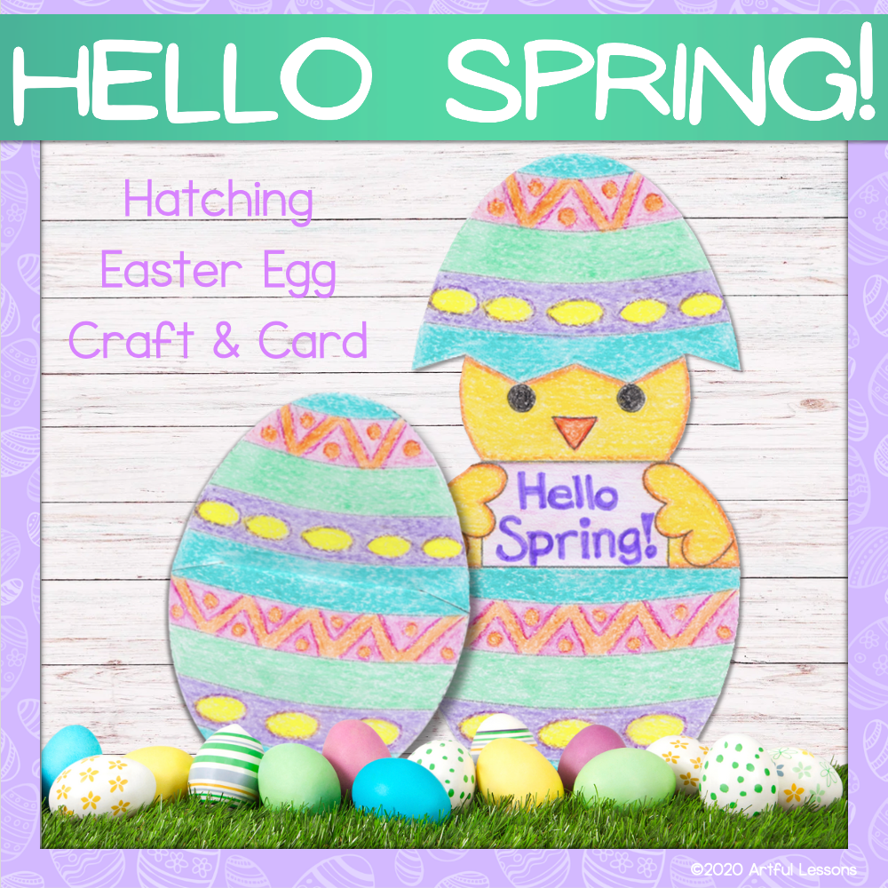 Easter Egg Art Project HELLO SPRING Craft & Card - Art Lesson & SEL ...