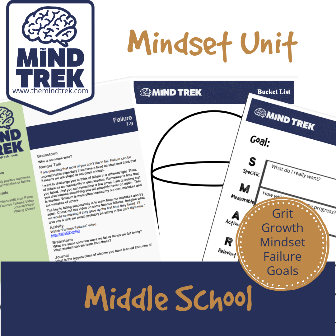 Mindset Unit - Middle School (Growth Mindset Grit Overcome Failure Goal ...
