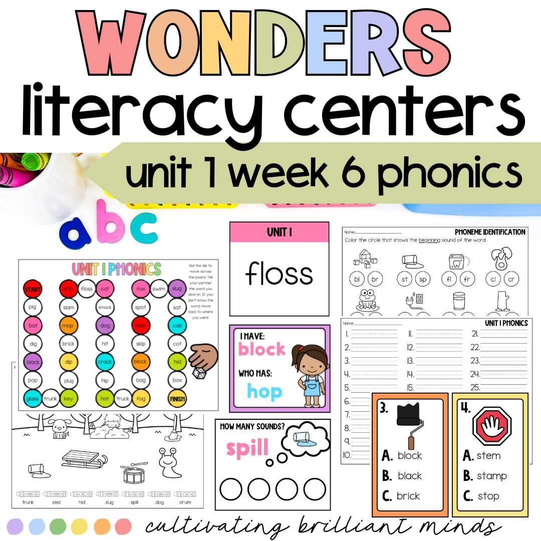 McGraw-Hill Wonders First Grade Phonics Centers | Unit 1 Week 6 - Classful