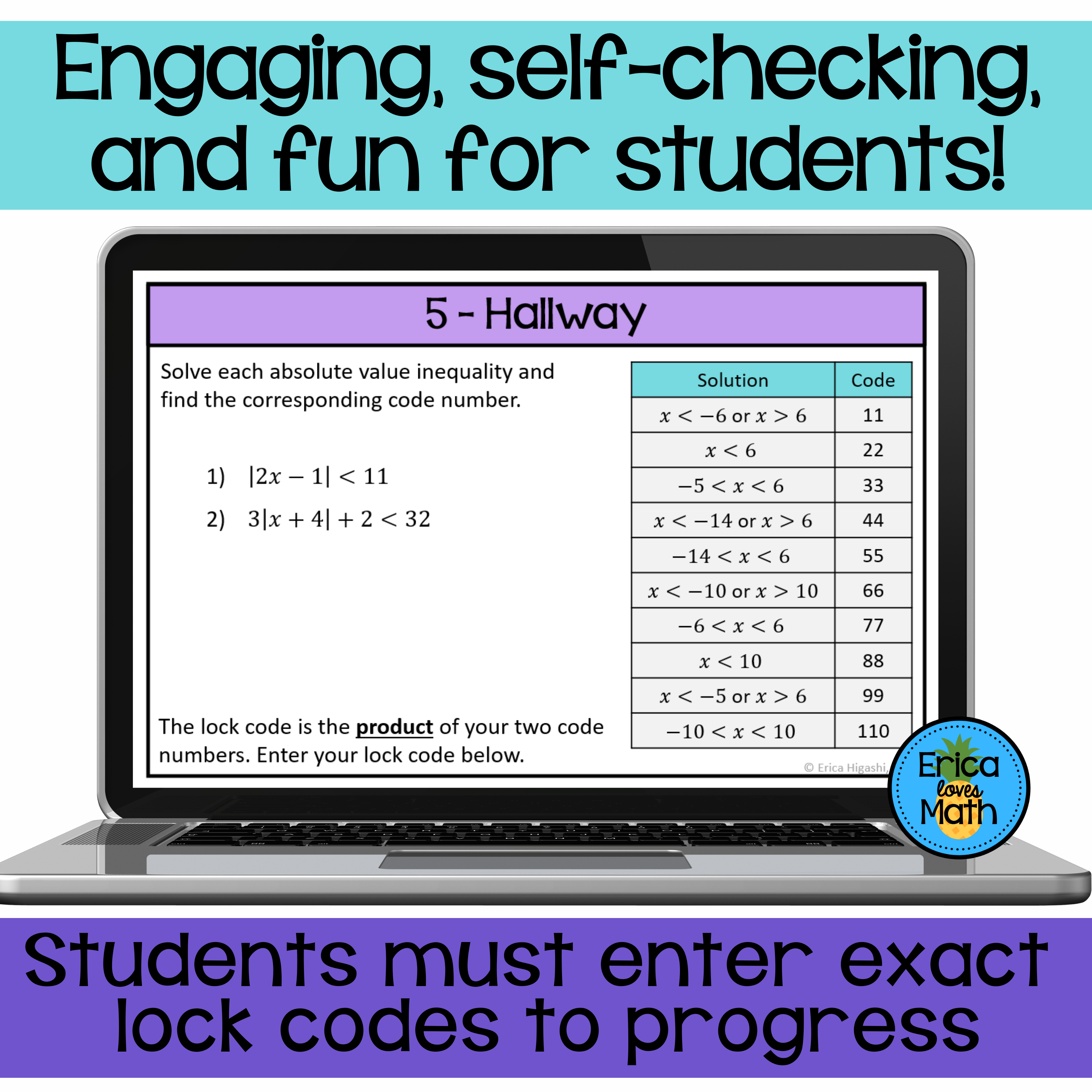 Absolute Value Equations, Inequalities, & Graphs Escape Room Activity ...