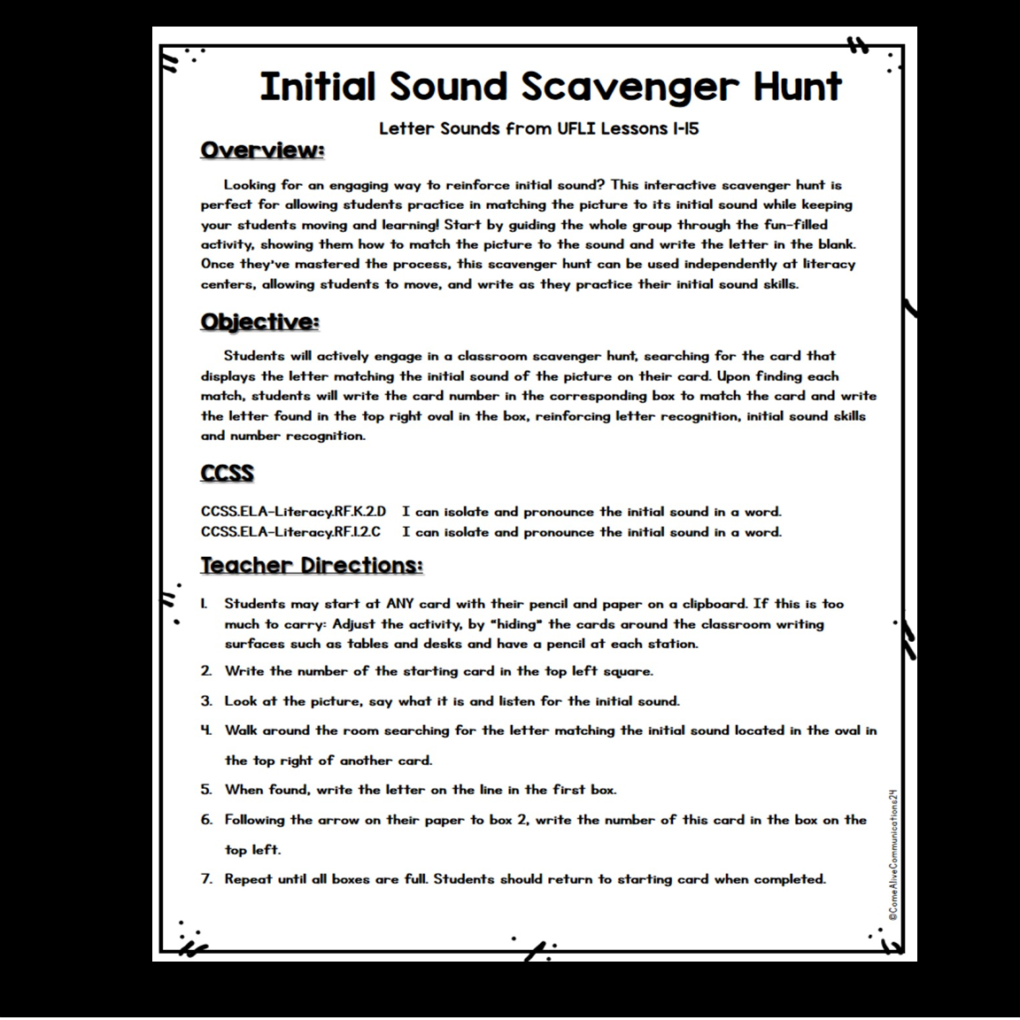 Initial Sound Scavenger Hunt #3- Engaging Phonics Activity for Letter ...