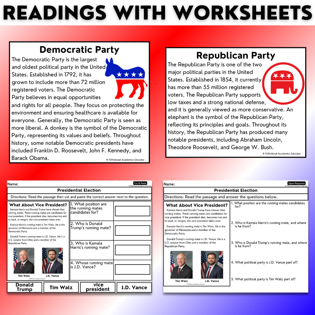 2024 Presidential Election - Harris & Trump - Reading & Vocab ...