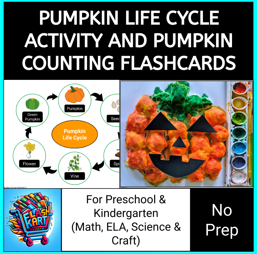 Pumpkin Life Cycle, Flashcards, Rhyming Words, Craft & Bookmark for ...