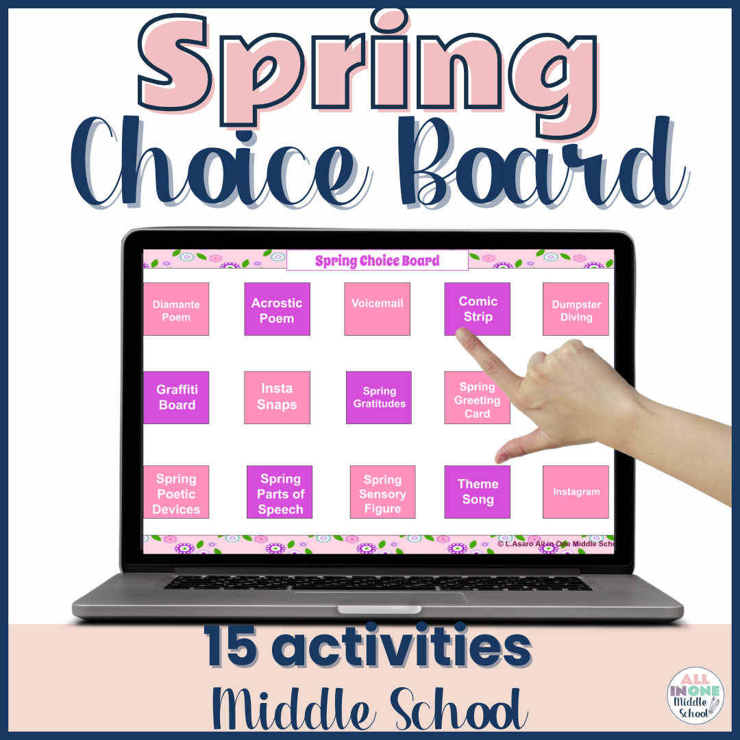 Spring Choice Board | Fun Middle School ELA | 15 Activities | Digital ...