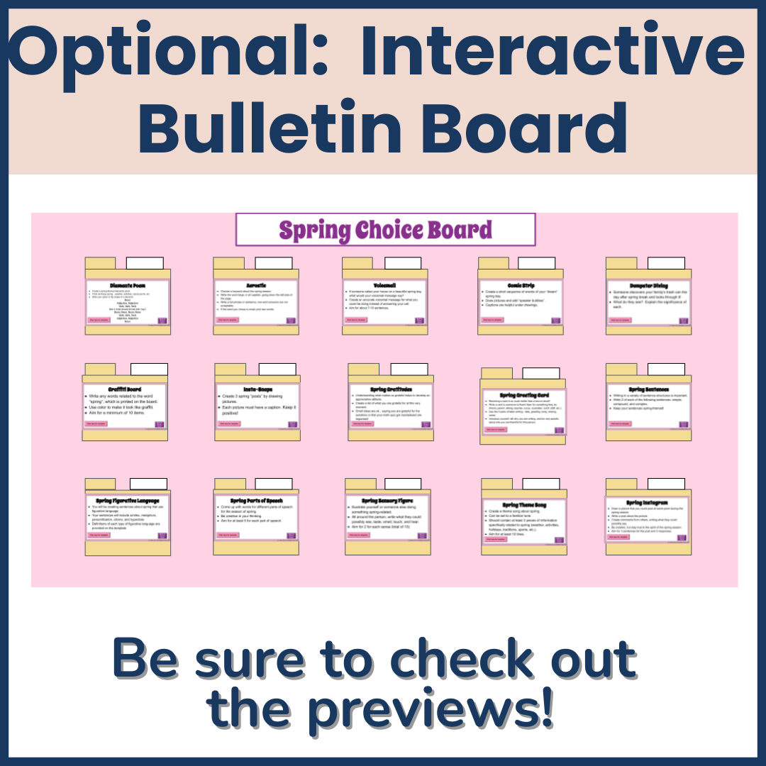 Spring Choice Board | Fun Middle School ELA | 15 Activities | Digital ...