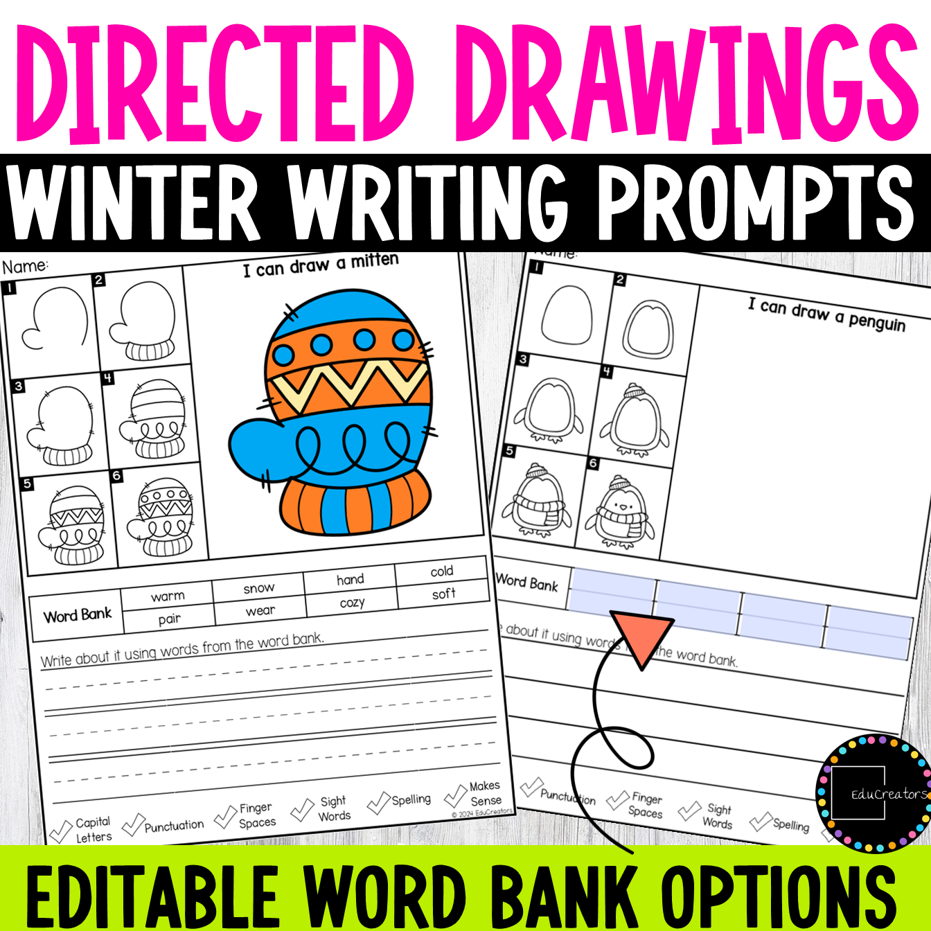 Winter Directed Drawing and Writing | Winter Draw and Write Worksheets ...