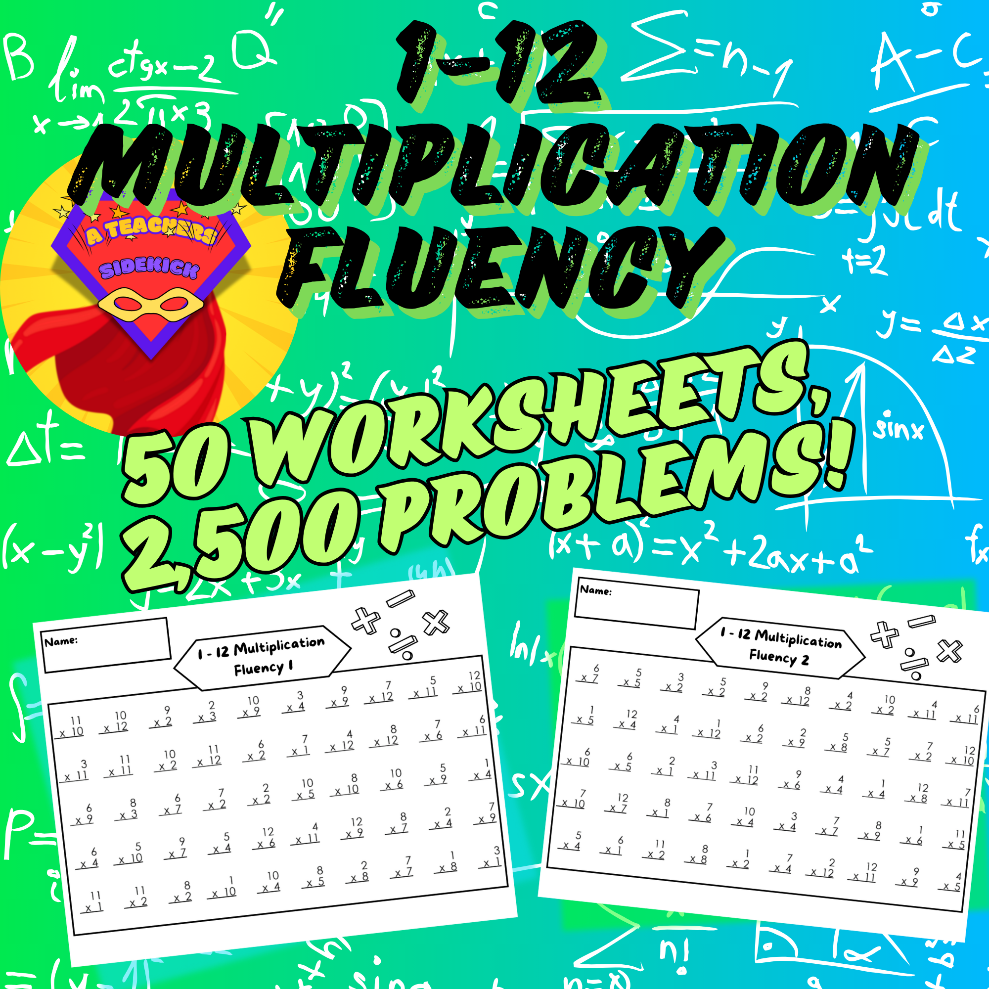 50 Multiplication Fluency (1-12) Worksheets - Classful