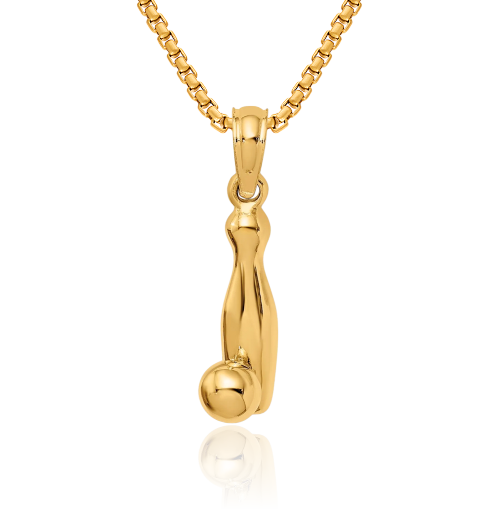 14K Solid Yellow Gold Bowling Pin Ball Necklace | eBay