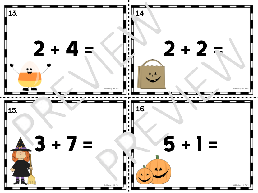 Kindergarten Halloween Addition Task Cards - Classful