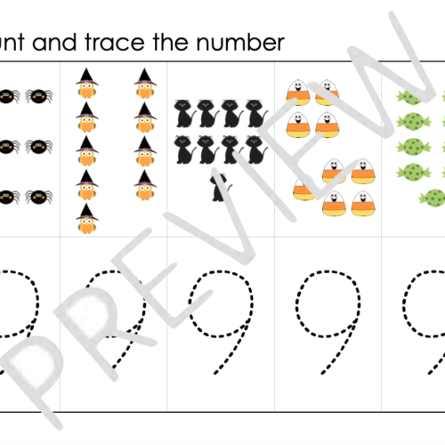 Kindergarten Halloween Count and Trace 1-10 - Classful