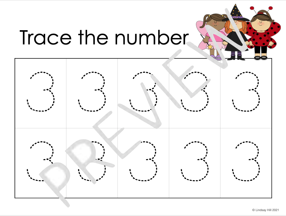 Kindergarten Halloween Count and Trace 1-10 - Classful