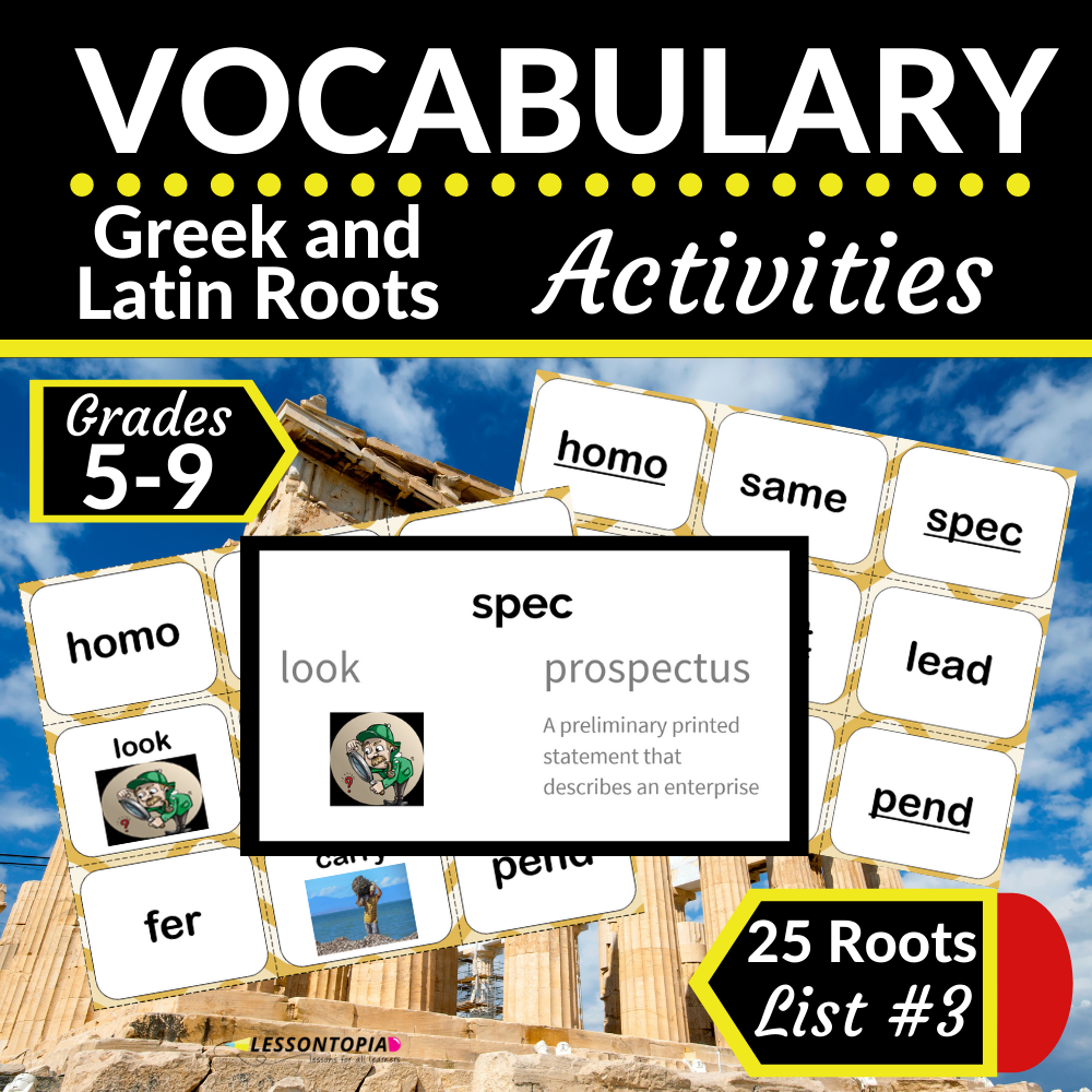 Greek and Latin Roots Activities | Vocabulary List #3 - Classful