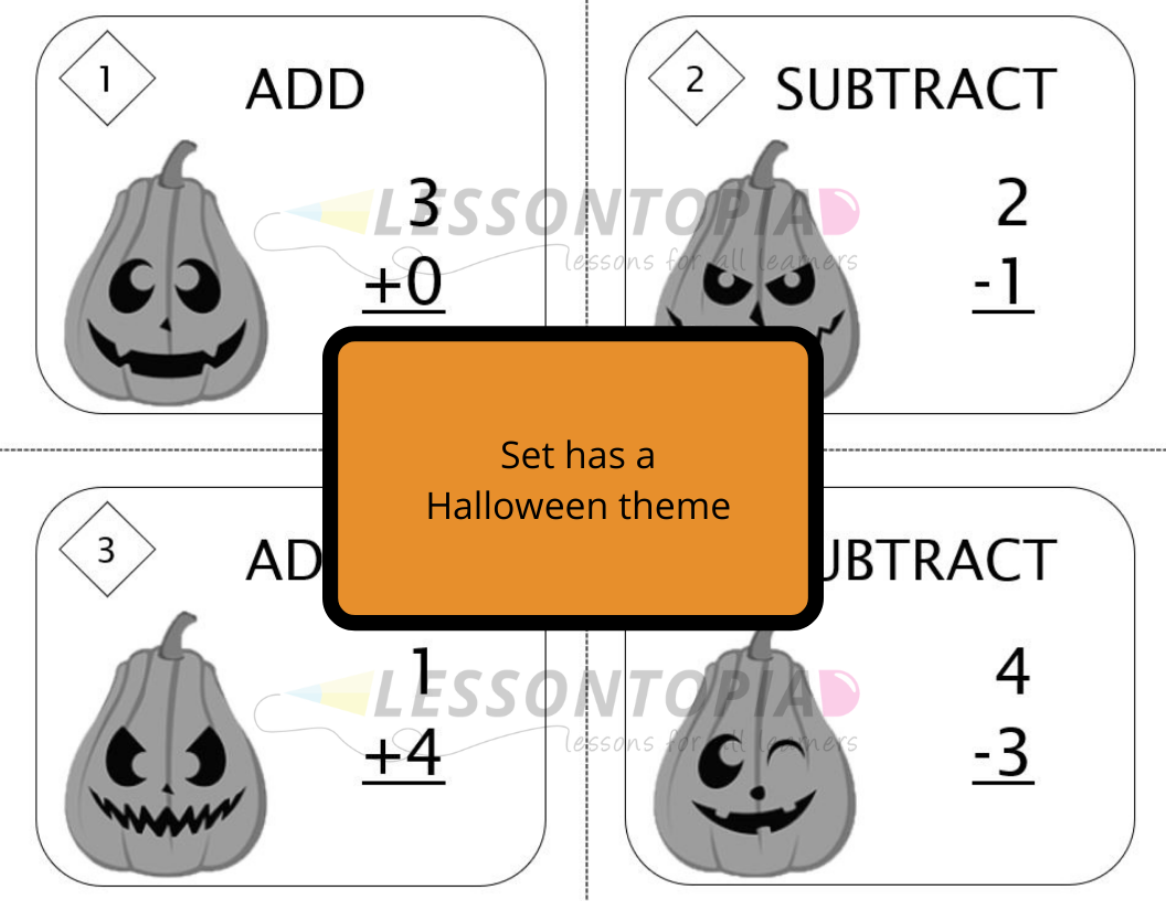 Addition and Subtraction Within 20 | Task Cards | Halloween - Classful