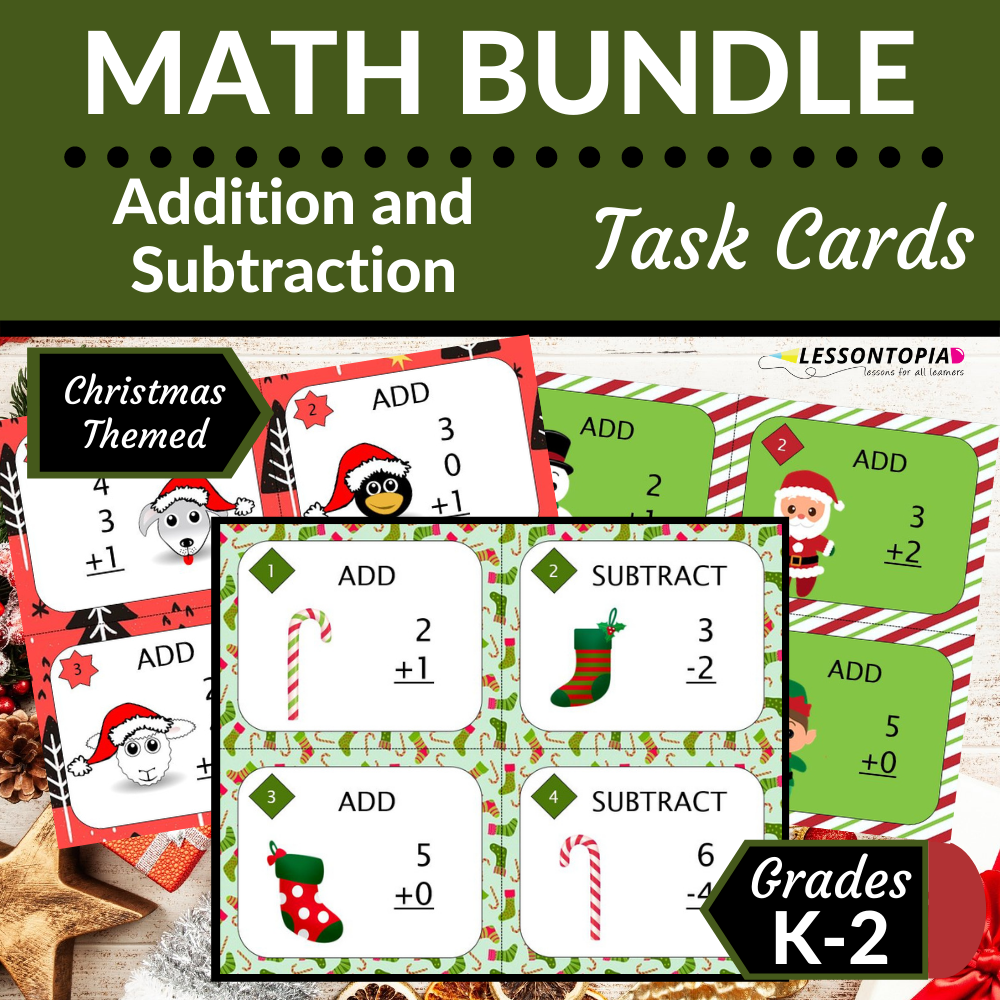 Addition and Subtraction | Task Cards | Christmas Bundle - Classful
