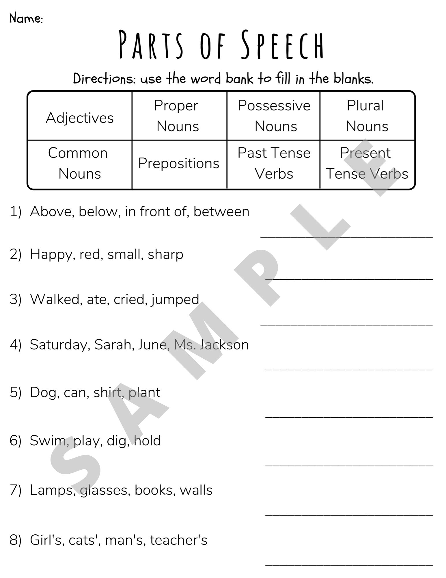 Parts Of Speech Worksheet Nouns Verbs Prepositions Adjectives For parts-of-speech-worksheet-nouns-verbs-prepositions-adjectives-for