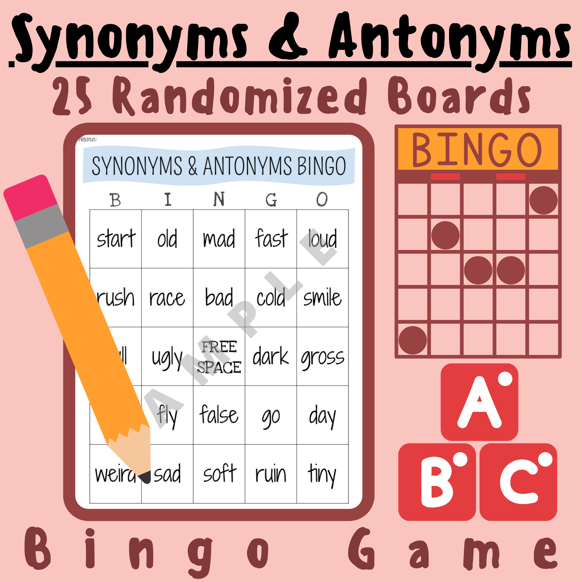 Synonyms Antonyms Fun Grammar BINGO GAME For K 5 Teachers And Synonyms Antonyms Fun Grammar BINGO GAME For K 5 Teachers And