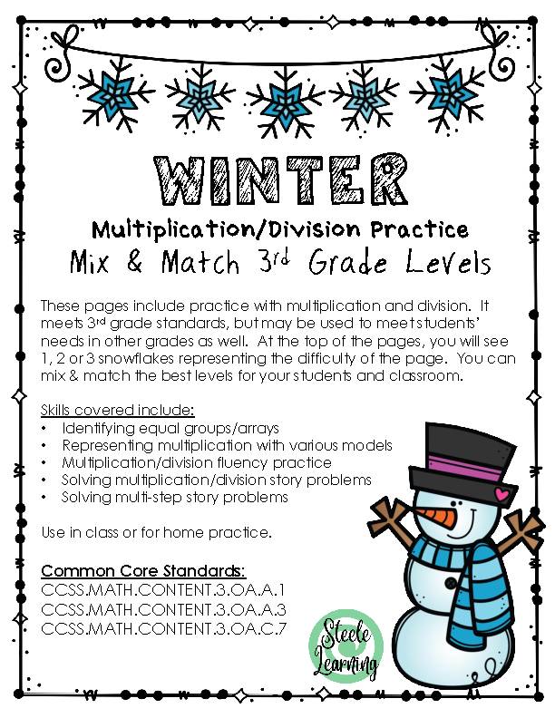 Winter Multiplication and Division Pack - Classful