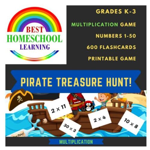 Pirate Hunt - Printable Math Game - Multiplication - 600 Flashcards ...