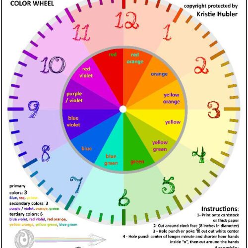 Telling Time Clock Face Color Wheel Movable Hour Minute Hands With ...