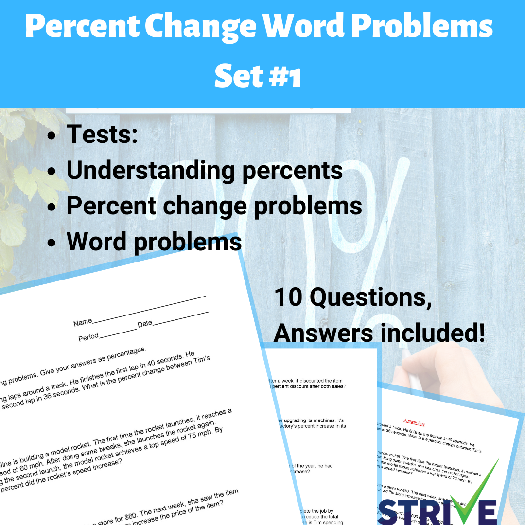 Percent Change Word Problems Set 1 Classful