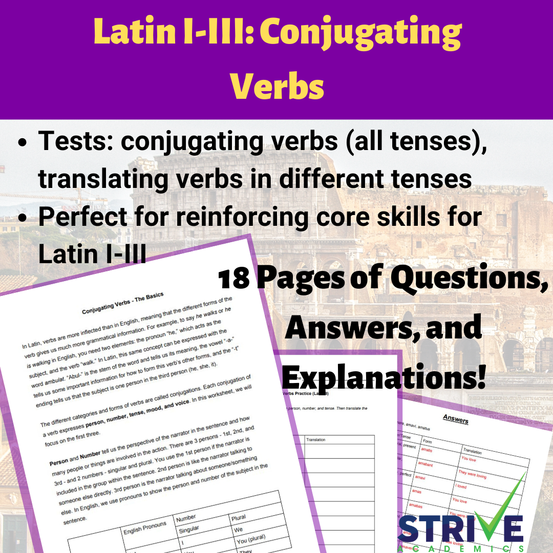 Latin II- Forming Active Verbs - Set 1 (All Tenses & Conjugations ...