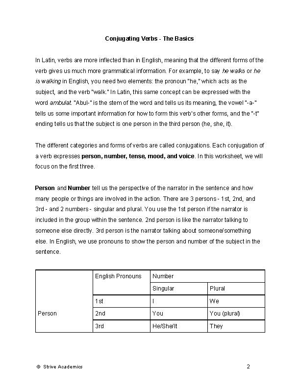 Latin II- Forming Active Verbs - Set 1 (All Tenses & Conjugations ...