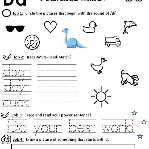 Phonics Worksheet- Letter D - Classful