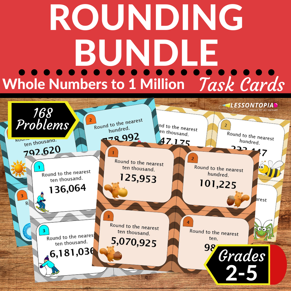 Rounding Whole Numbers | Task Cards | Bundle - Classful